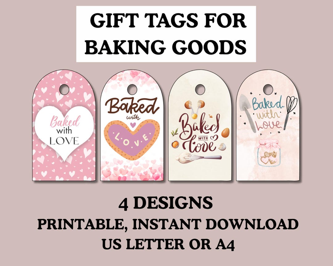 Printable Tags for Baking Gifts, Cookie Gift Tags, Gift Tags for Food ...
