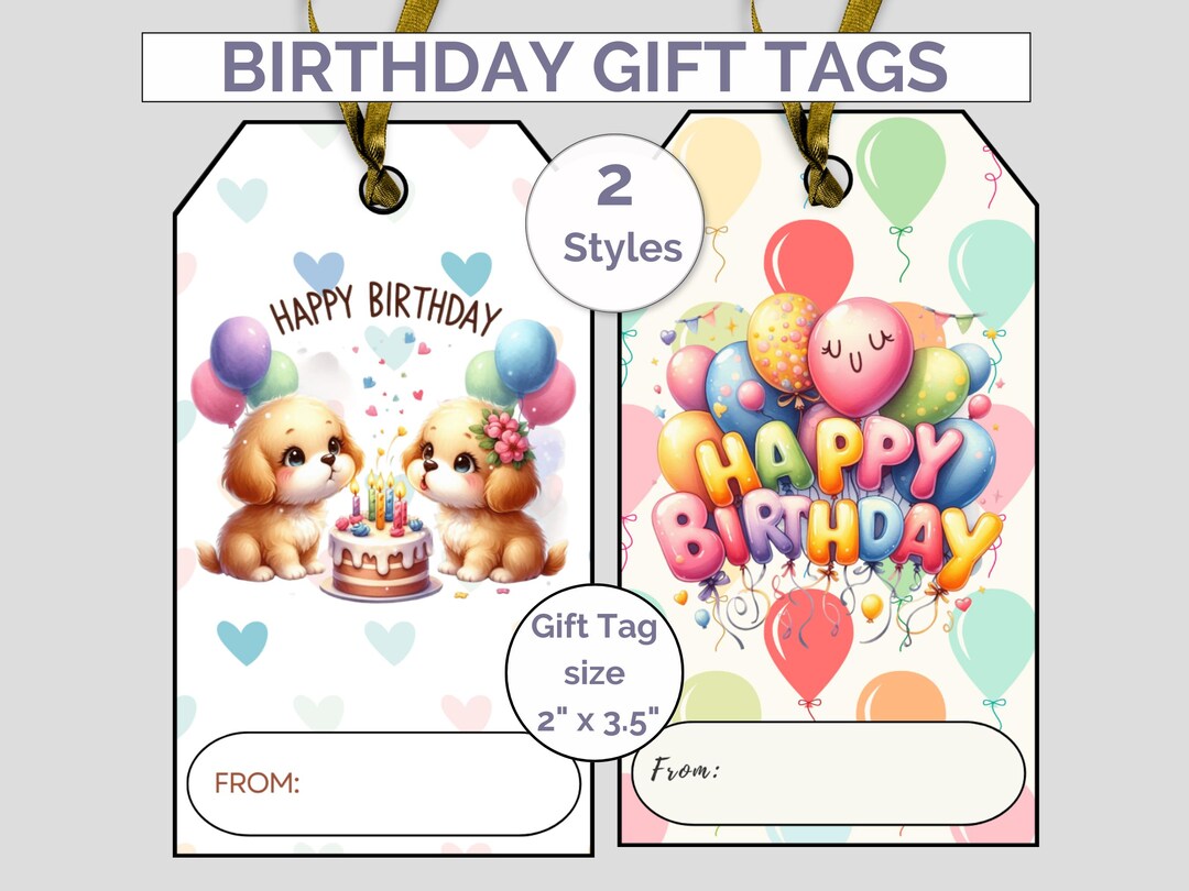Printable Happy Birthday Gift Tags. Bright Birthday Gift Tags. Tags for ...