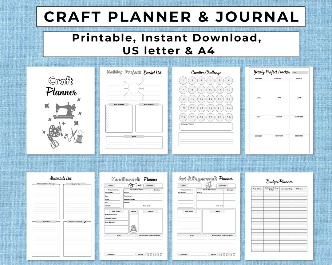 Printable Craft Hobby Project Planner Journal, Organize Plan Record ...
