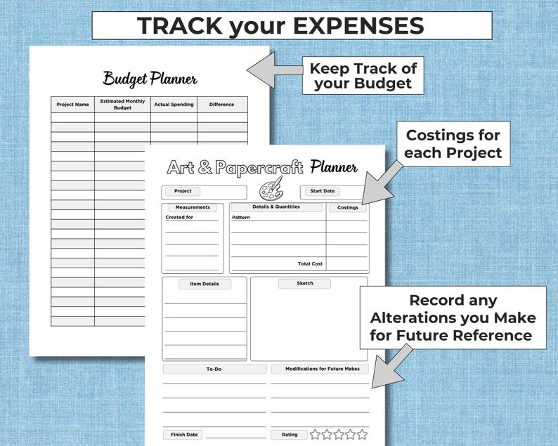 Printable Craft Hobby Project Planner Journal, Organize Plan Record ...