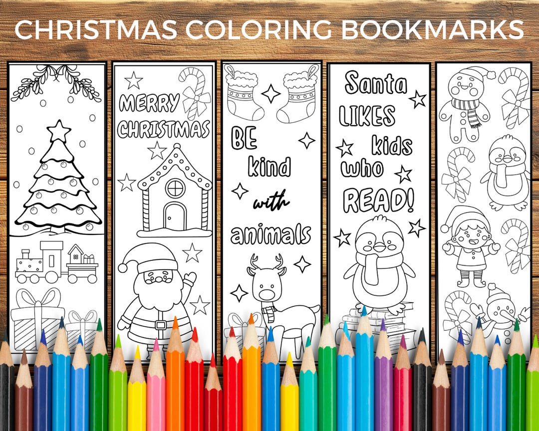 Printable Christmas Coloring Bookmarks Merry Christmas Holiday ...