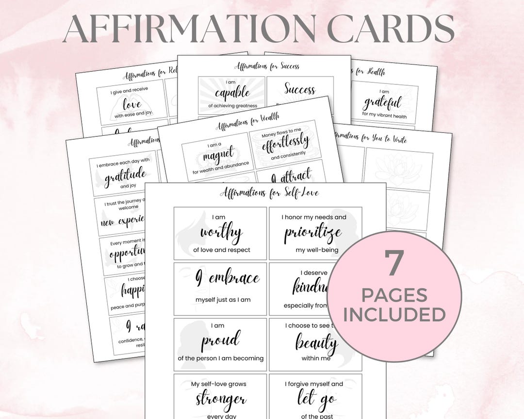 Printable Affirmation Cards, Law of Attraction, Relationships Health ...