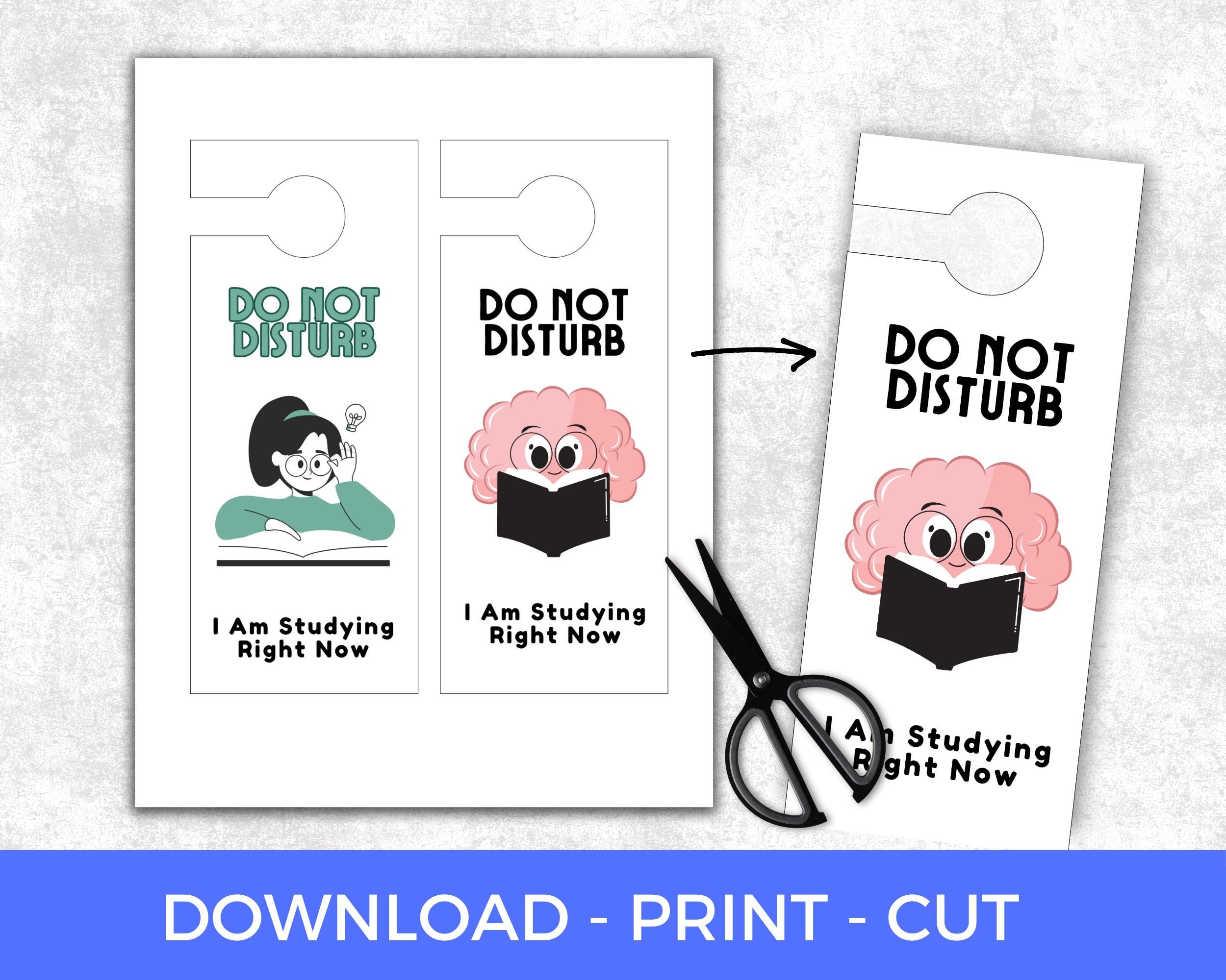 Student Study Door Hangers, 4 Printable Student Door Signs, Do Not Disturb - Etsy