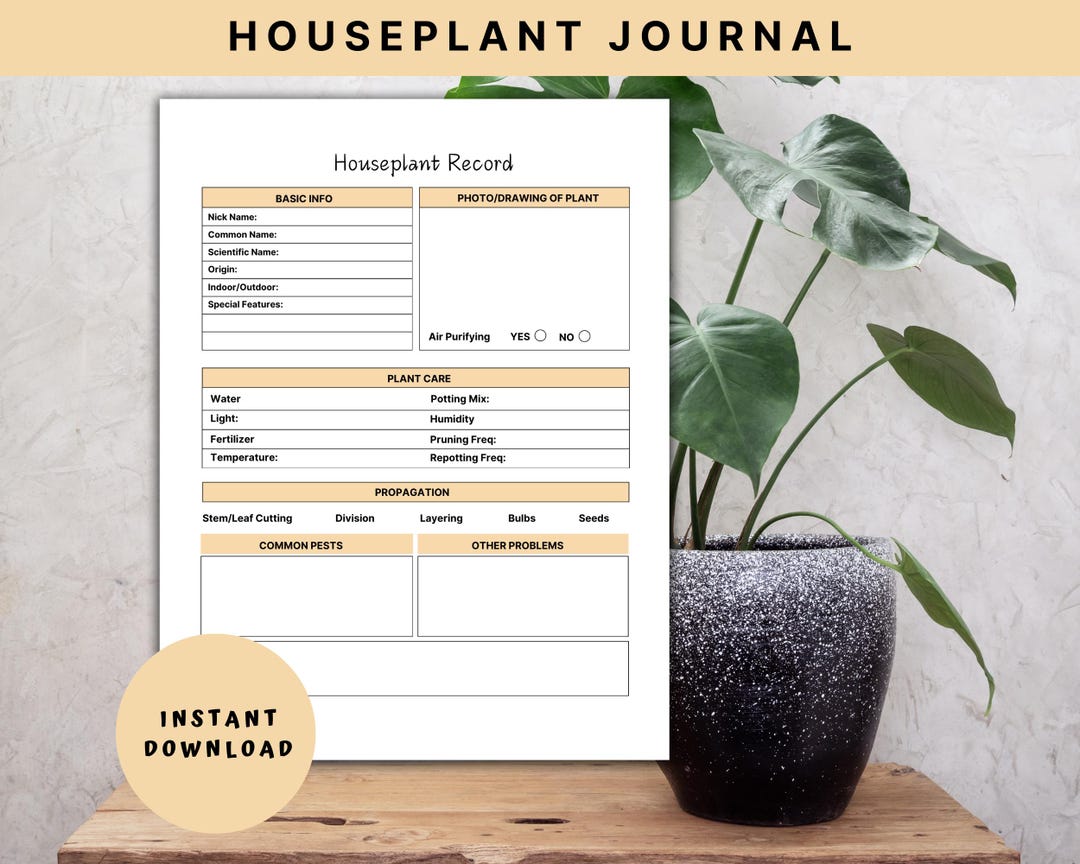 Houseplant Journal, Printable Indoor Plant Tracker Journal, Pot Plant ...