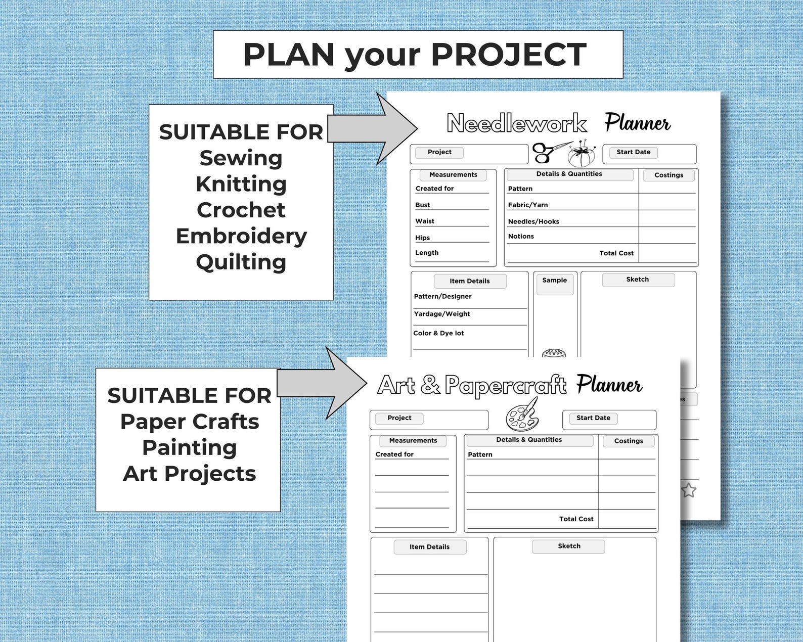 Printable Craft Hobby Project Planner Journal, Organize Plan Record ...
