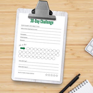 30 Day Printable Challenge Tracker for Habits and Goals, Eg. Workout ...