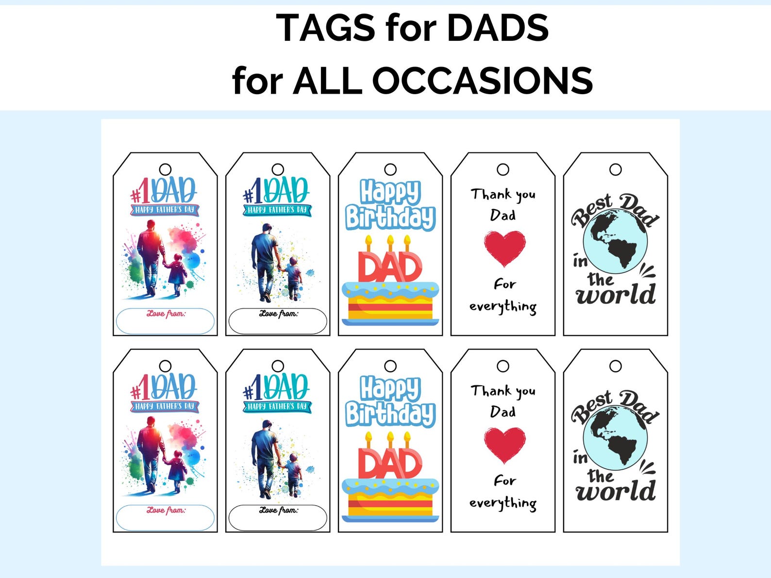 Fathers Day Birthday Thank You Gift Tags for Best Dad Printable Gift ...