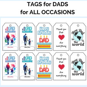 Fathers Day Birthday Thank You Gift Tags for Best Dad Printable Gift ...
