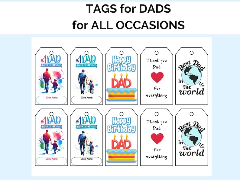 Fathers Day Birthday Thank You Gift Tags for Best Dad Printable Gift ...