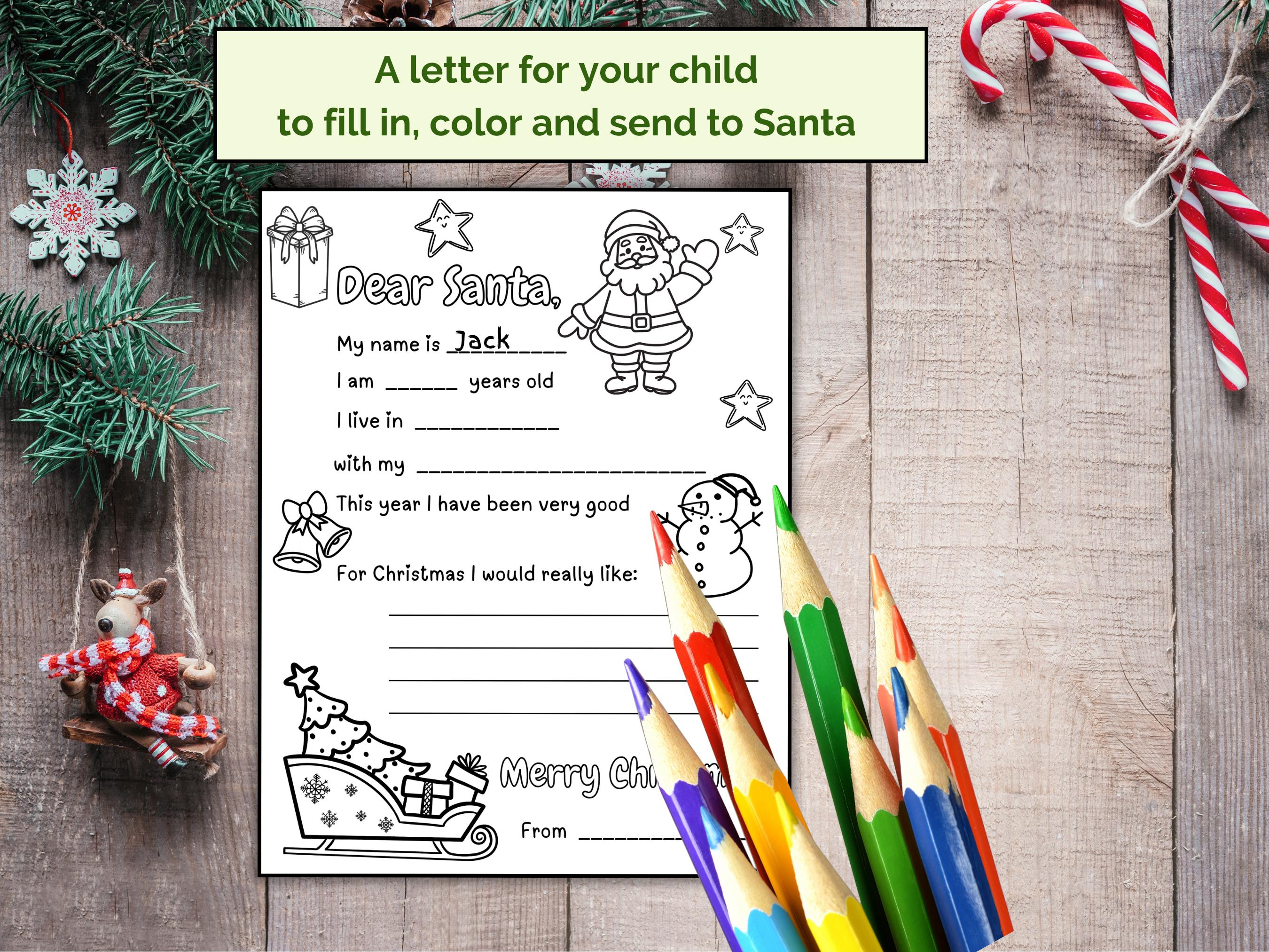 Printable Letter to Santa Coloring Page Dear Santa Christmas Activity ...