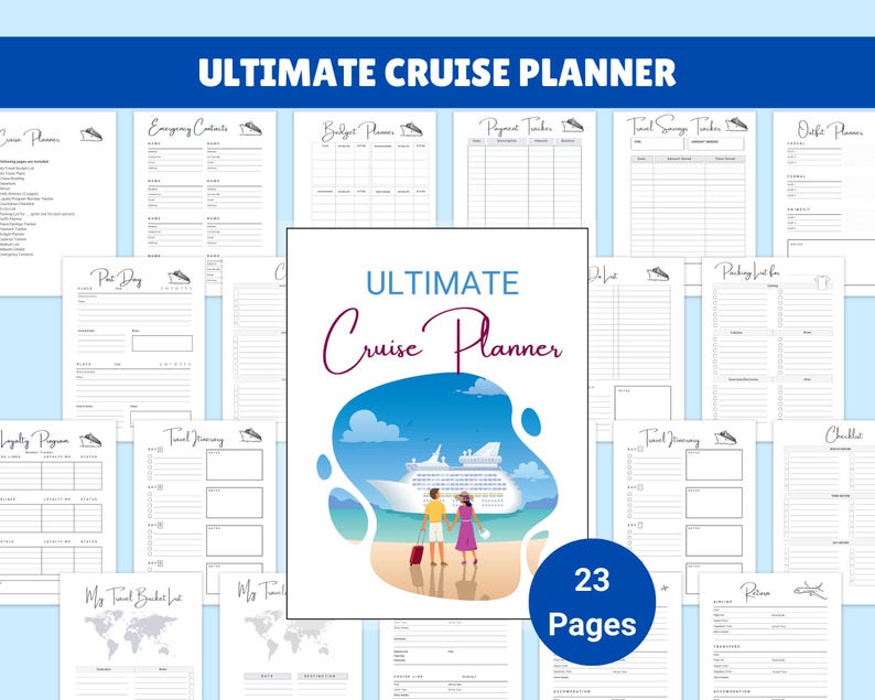 Printable Cruise Vacation Planner. Family Travel Trip Journal With ...