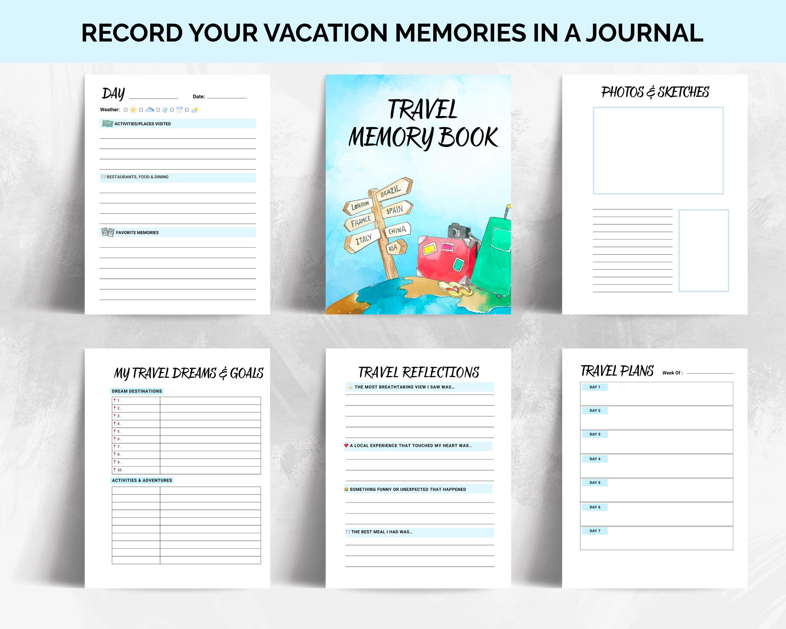 Printable Vacation Travel Memories Journal Book - Etsy