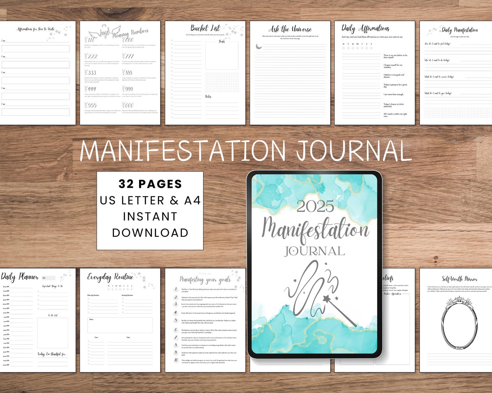 2025 Manifestation Journal Planner Diary Worksheets Tracker ...
