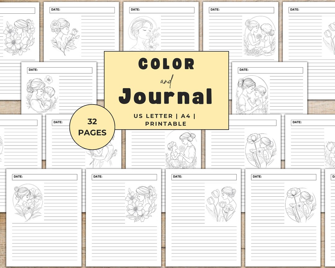 Printable Journal Coloring Pages, Daily Journaling, Daily Coloring ...