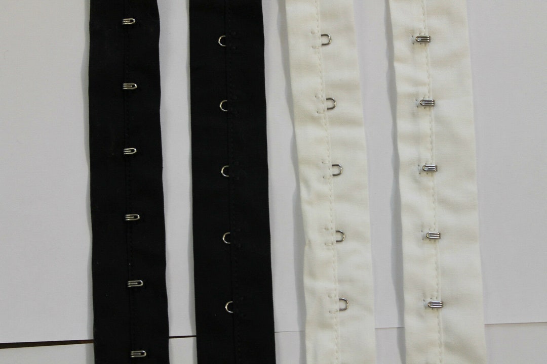 1 Meter X 25mm Cotton Hook & Eye Lace Tape Available in Black or White ...