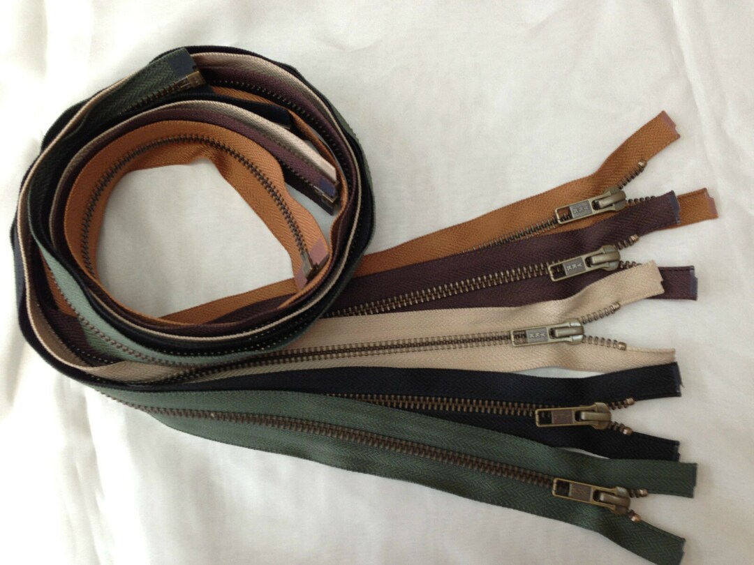 1pc YKK 32inch (81cm) Antique Brass Metal Open Ended Jacket Zips With ...