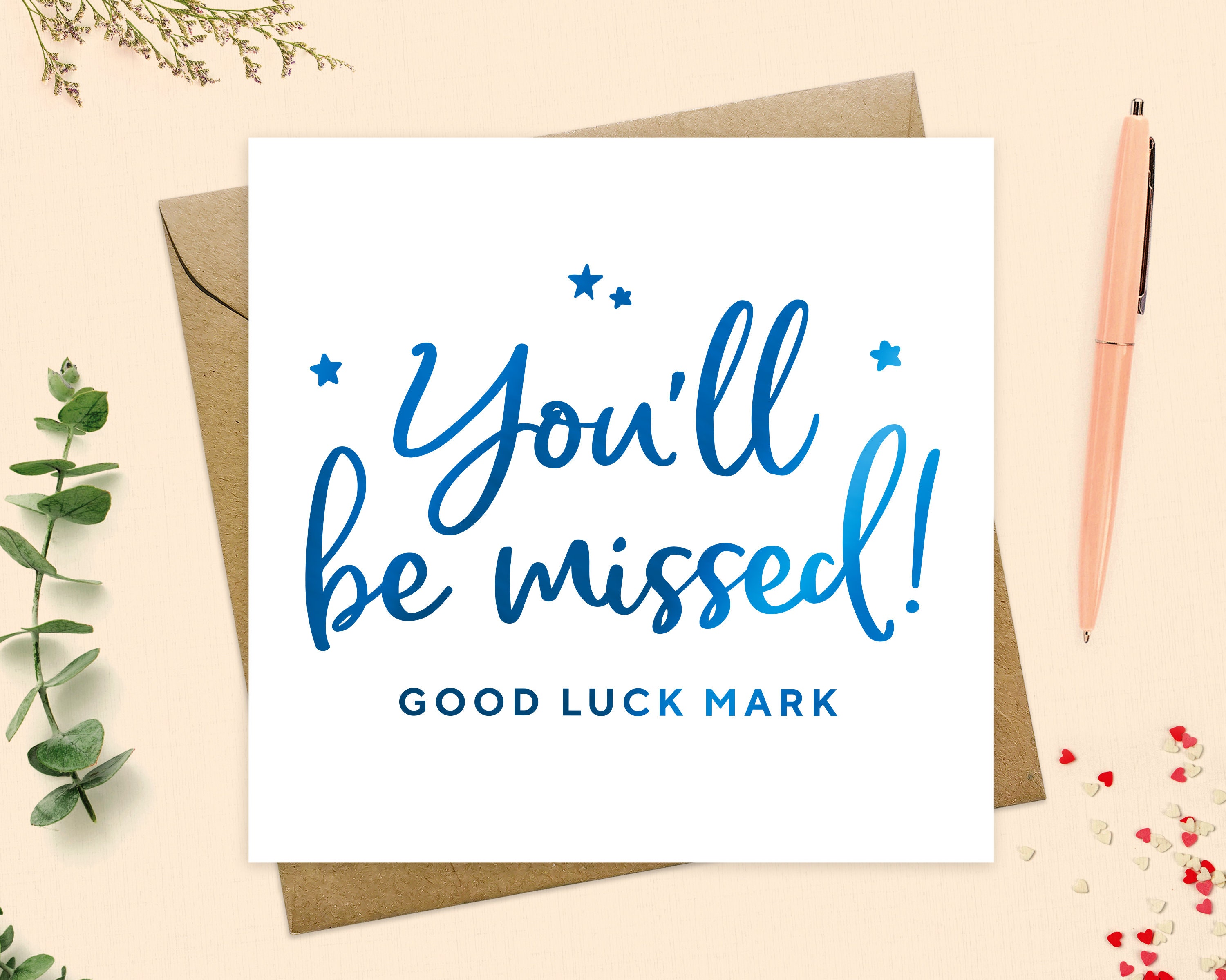 You'll Be Missed Card Personalised Good Luck Card Leave - Etsy