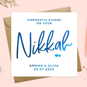 Personalised Nikkah Card, Islamic Wedding Card, Congratulations on Your ...