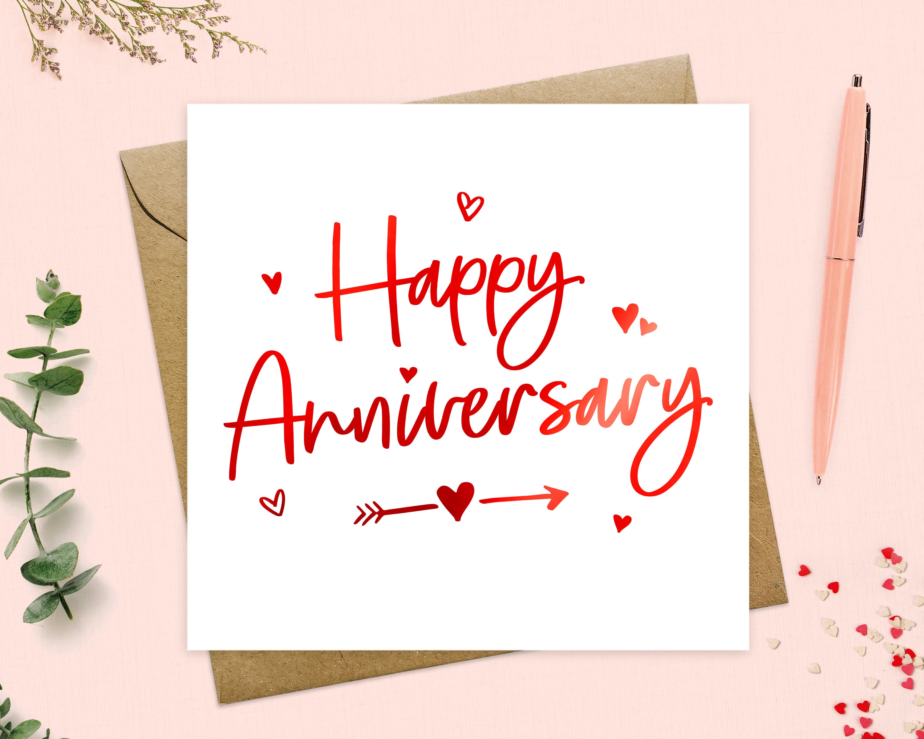 Happy Anniversary Card With Real Foil Wedding Anniversary - Etsy UK