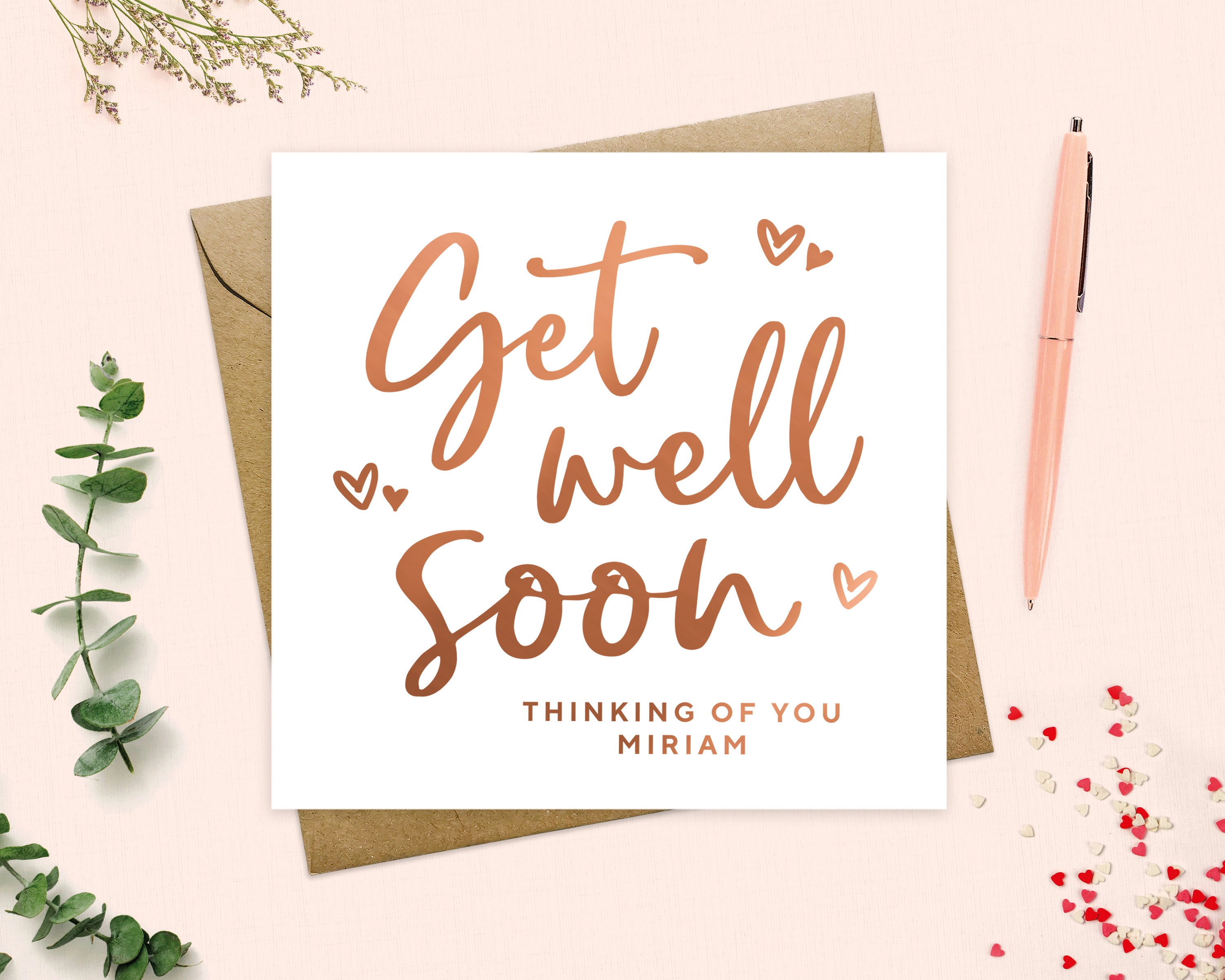Get Well Soon personalised card Sending love & hugs card | Etsy