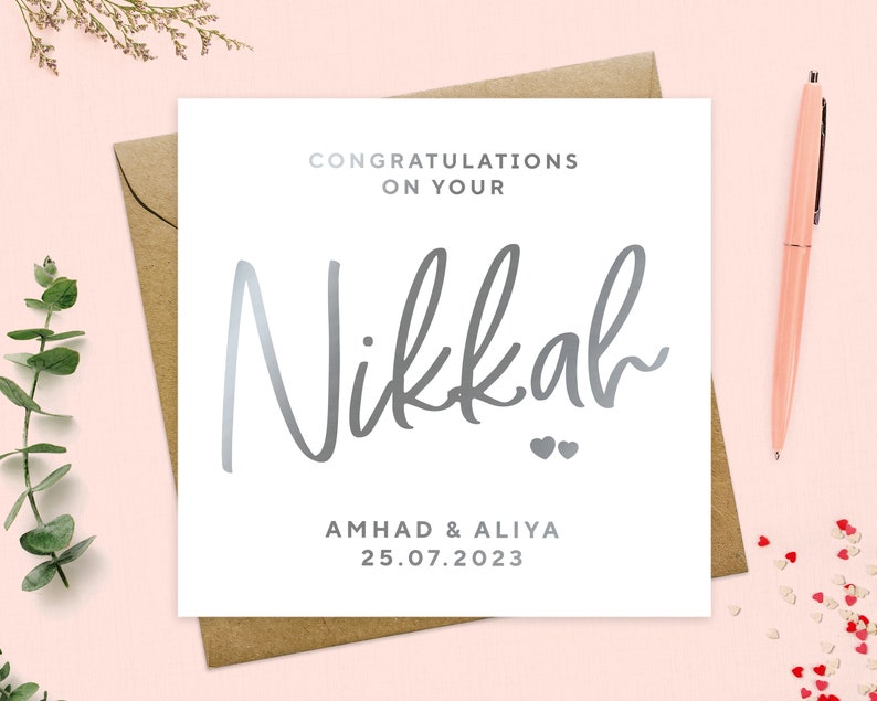 Personalised Nikkah Card, Islamic Wedding Card, Congratulations on Your ...