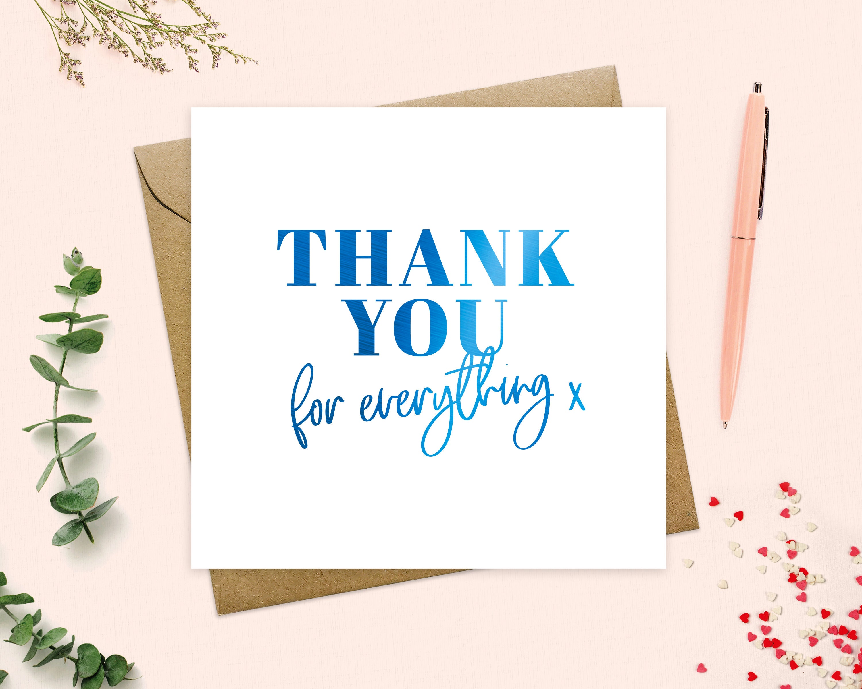 Thank You Card Thank You for Everything Rosegold Copper | Etsy UK