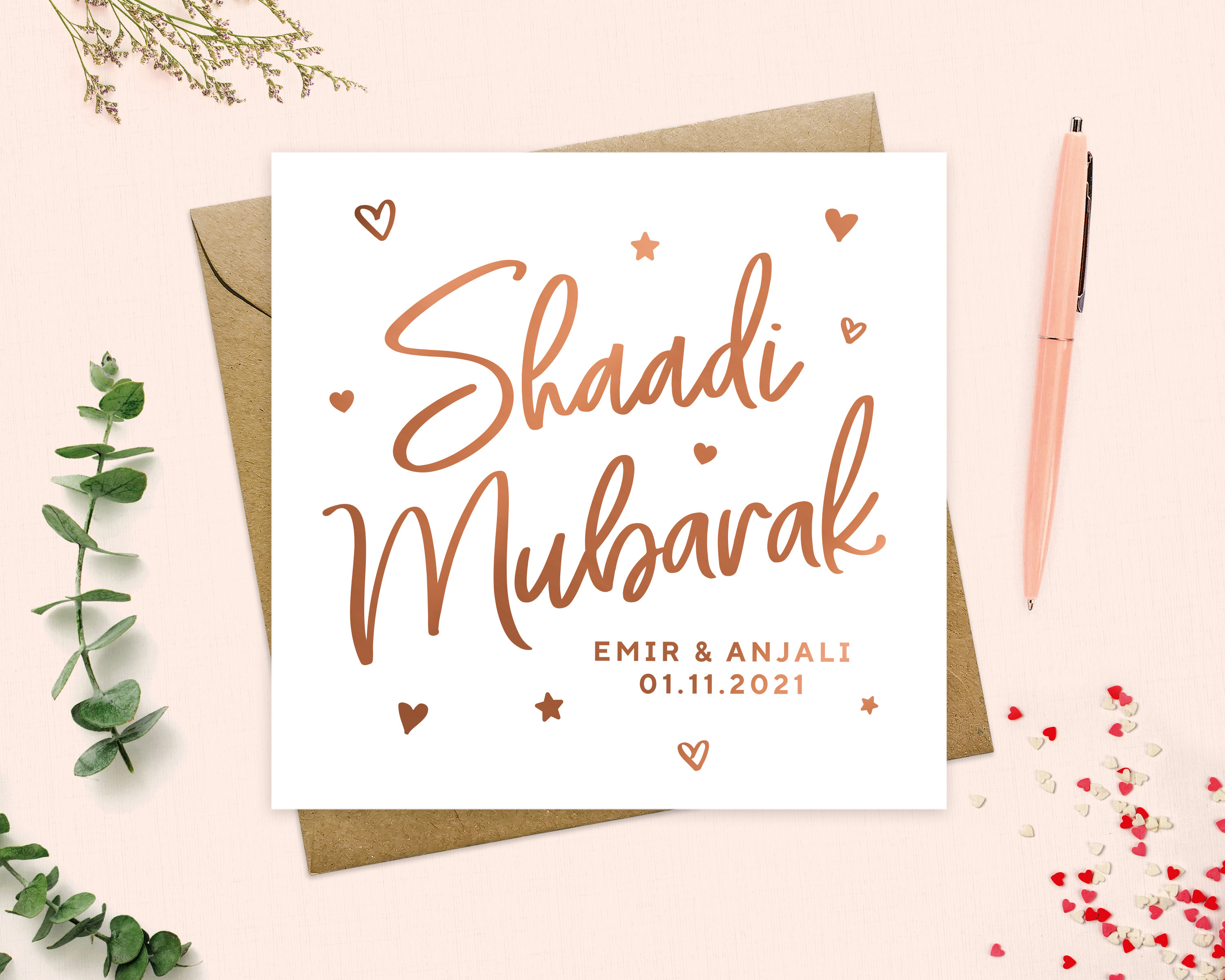Shaadi Mubarak Card Personalised Wedding Congratulations Card - Etsy UK
