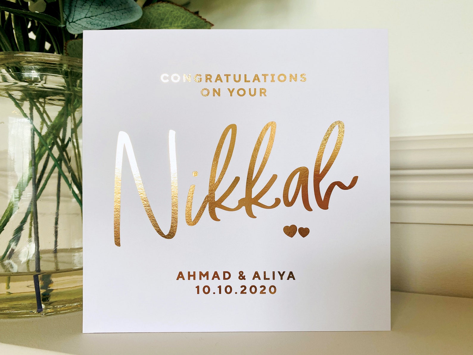 Personalised Nikkah Card, Islamic Wedding Card, Congratulations on Your ...