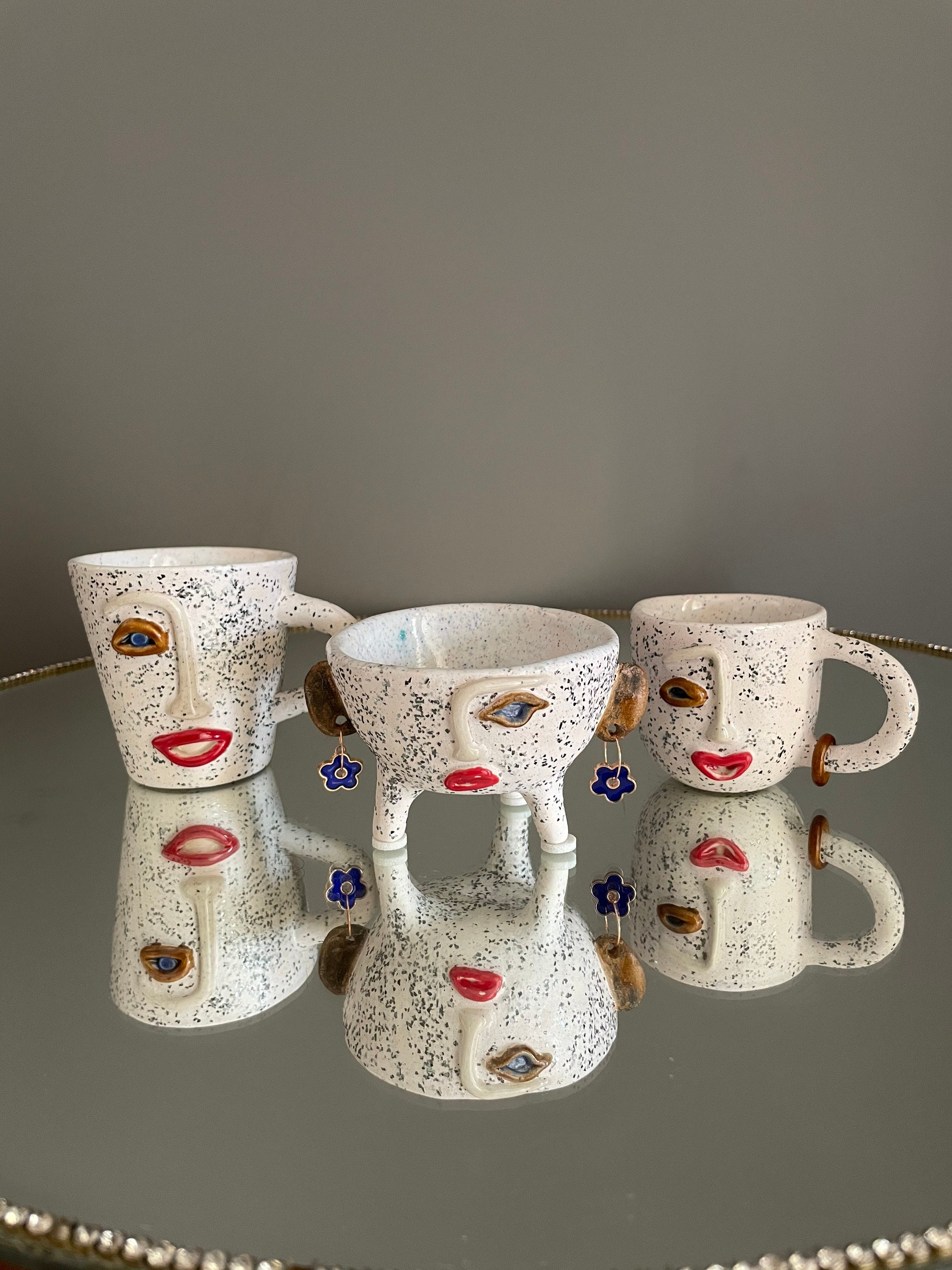 Ceramic Emotions Set of 5 / 2 Coffee Mugs 2 Espresso Cups and - Etsy UK
