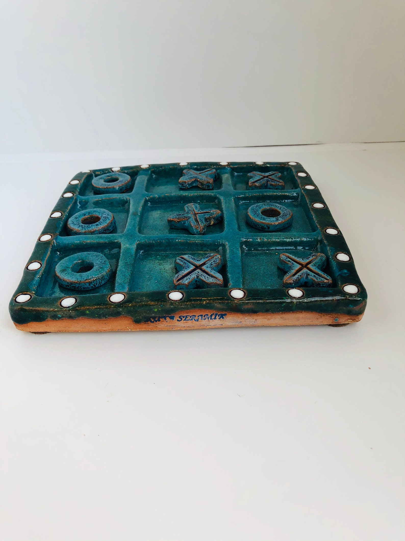 Tic Tac Toe Ceramic Board Game / Ceramic XOX Board Game / Handmade ...