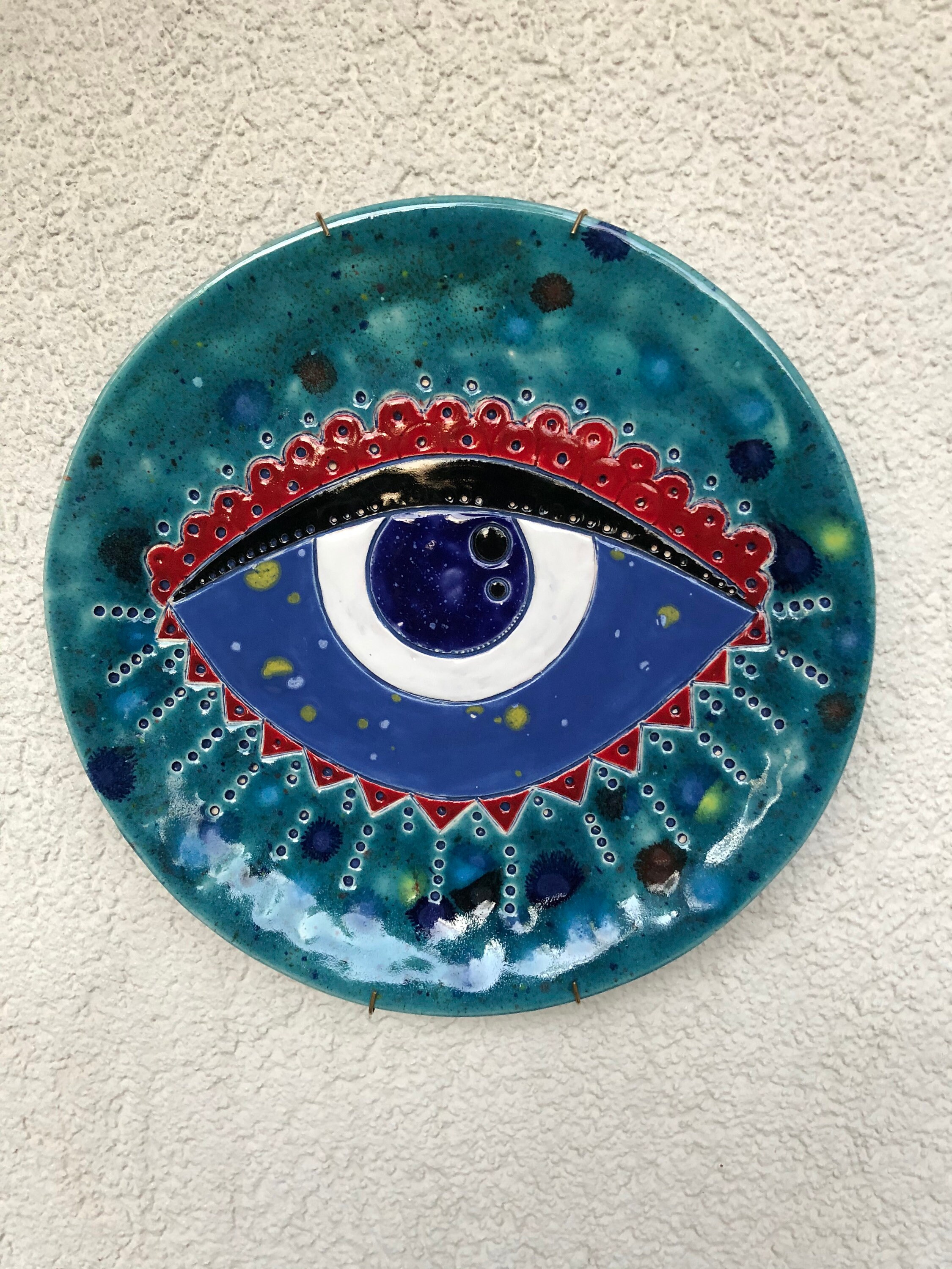 Handmade Evil Eye Ceramic Plate / Blue Pottery Plate / Rustic | Etsy