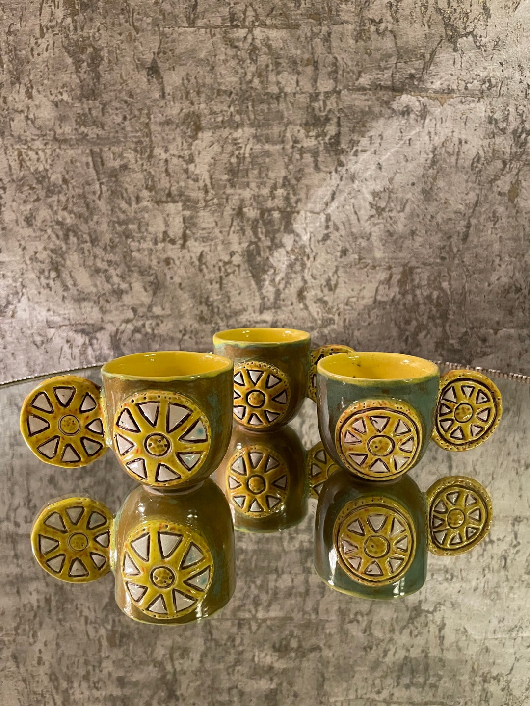 Lemon Ceramic Espresso Cups / Espresso Cups and Lemon Shaped Handle - Etsy