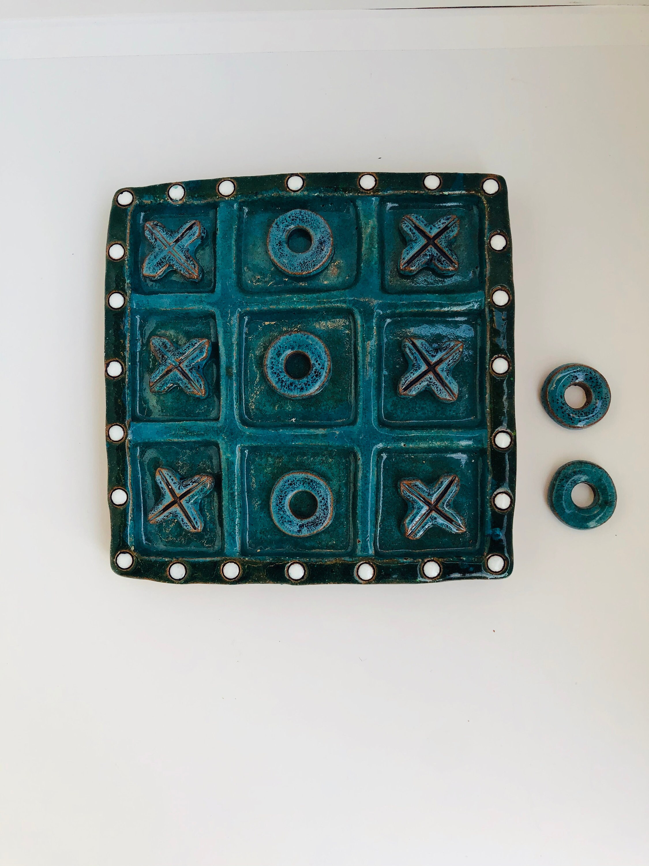 Tic Tac Toe Ceramic Board Game / Ceramic XOX Board Game / Handmade ...