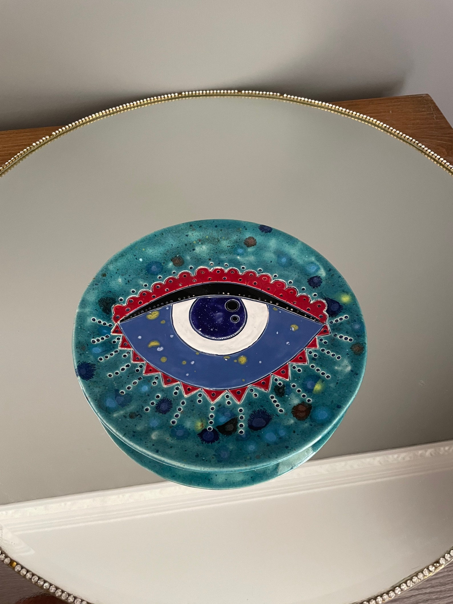 Handmade Evil Eye Ceramic Plate / Blue Pottery Plate / Evil - Etsy