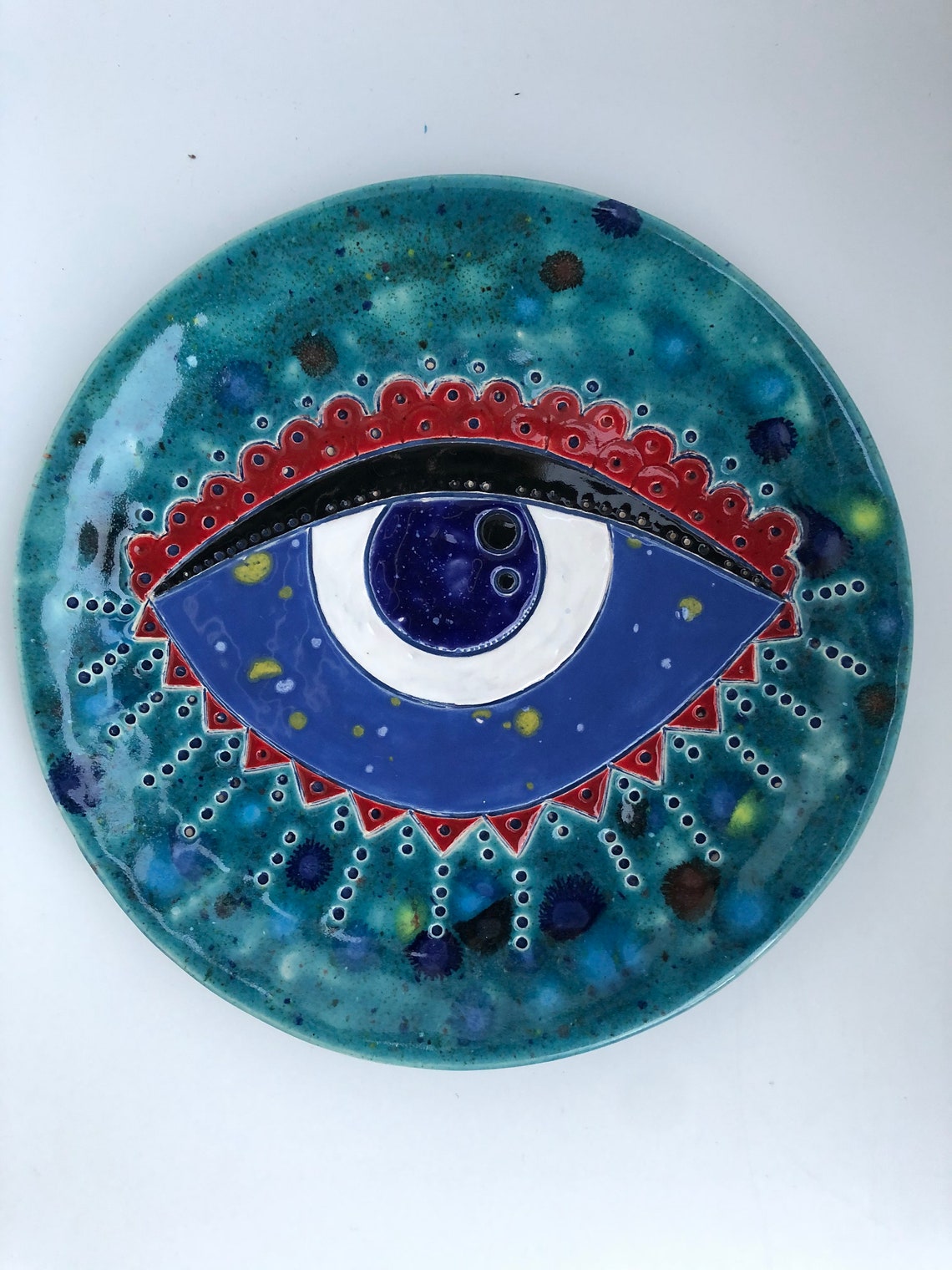 Handmade Evil Eye Ceramic Plate / Blue Pottery Plate / Evil - Etsy