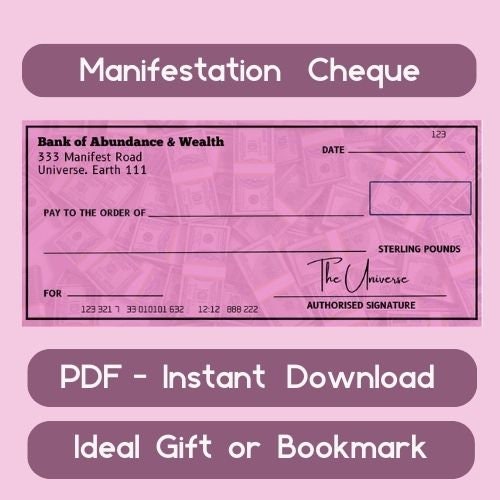 Money & Wealth Manifestation Cheque, Law of Attraction, Printable for ...