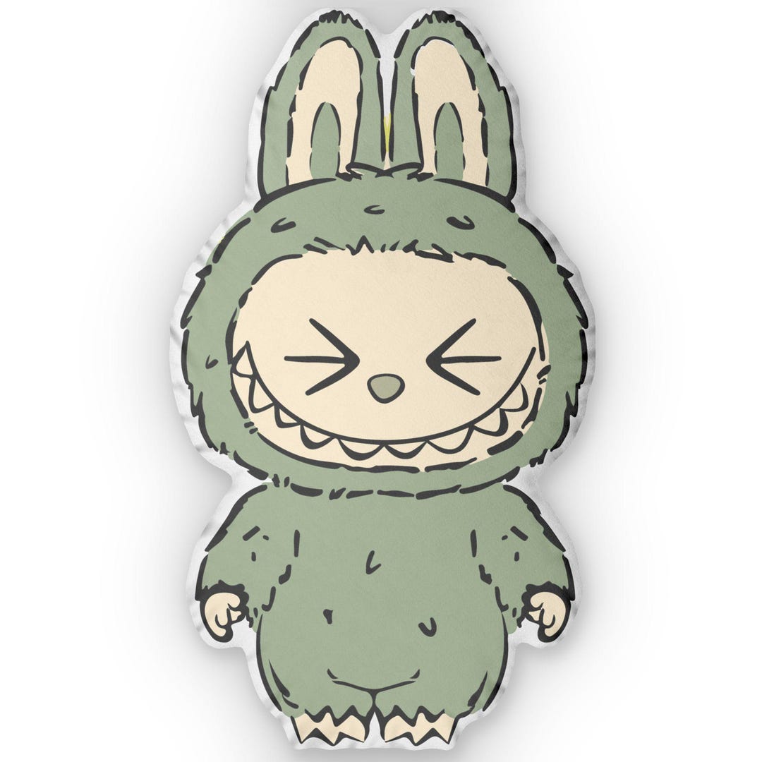 Green Labubu Inspired Plush Pillow, Custom Shaped Pillow, Gift for ...