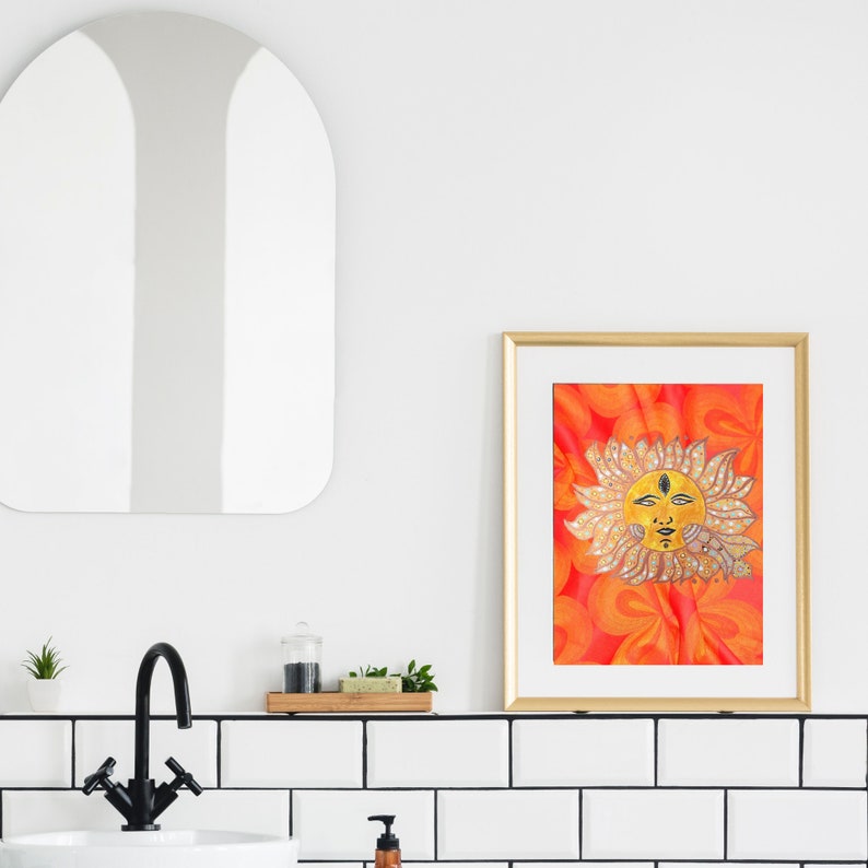 Boho Orange Sun Wall Art, Digital Print Perfect for Living Room ...