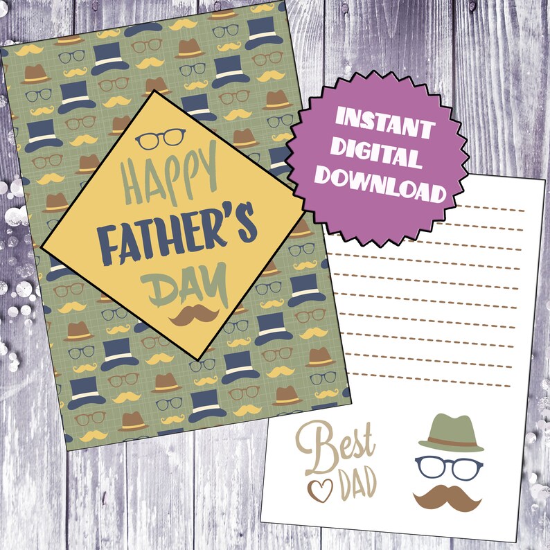 Printable Happy Father's Day Card Digital Design for Instant Sending ...