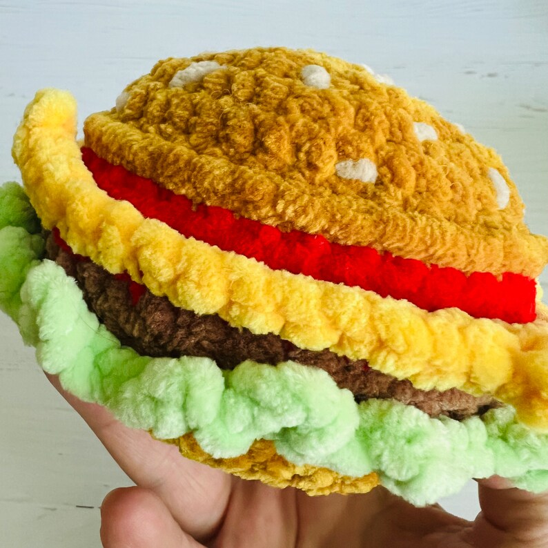 Easy-to-follow Burger Crochet Pattern - Digital Download Tutorial, Unique Burger Softie Crochet ...