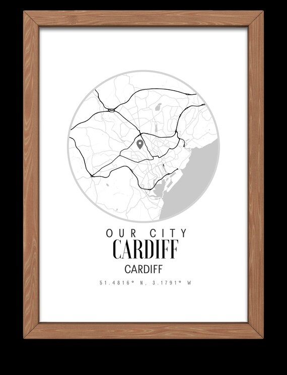 Digital Cardiff Wales Printed Map Poster Cardiff Download Map Art Gift ...