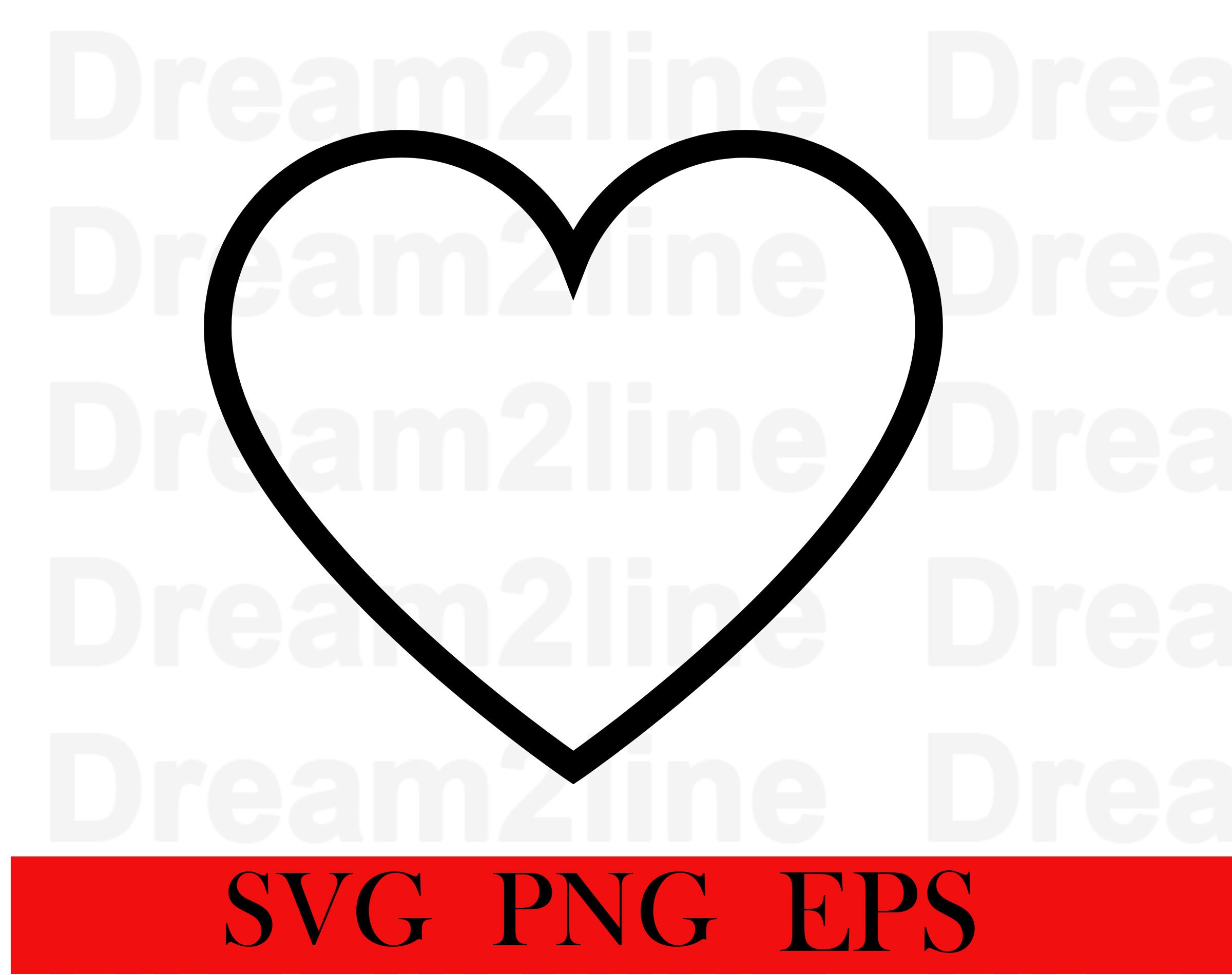 Heart Outline DIGITAL DOWNLOAD | Svg Png Eps Instant Digital Download ...