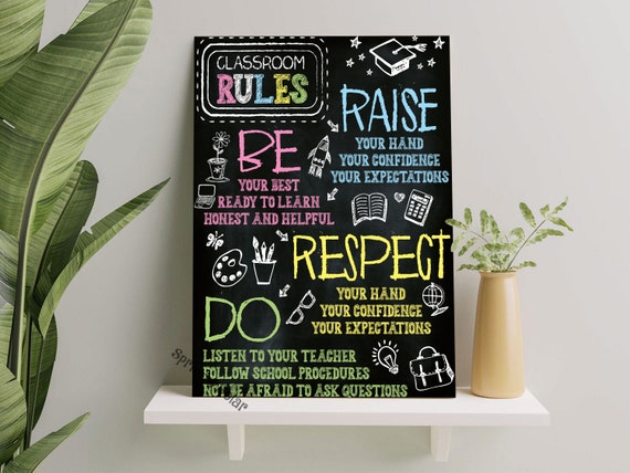 Funny Classroom Rules Painted Hanging Canvas Class Wall Decor - Etsy UK