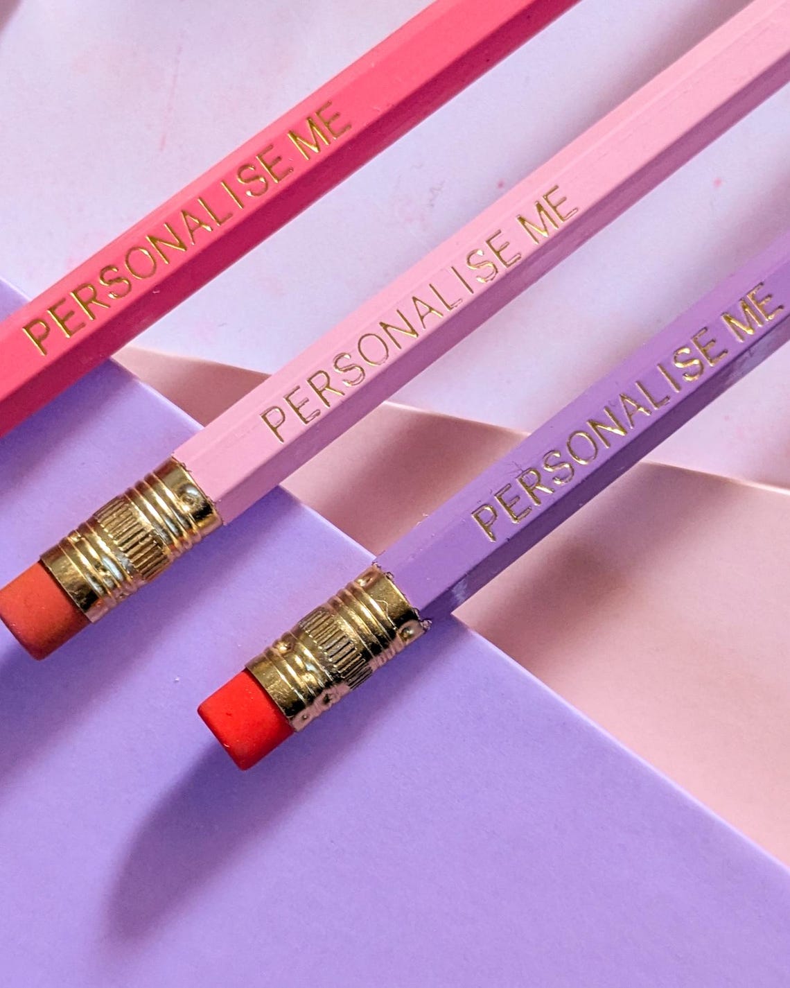 Blush Pink Personalised Pencil | Gold Foil Name | Stationery Gift ...