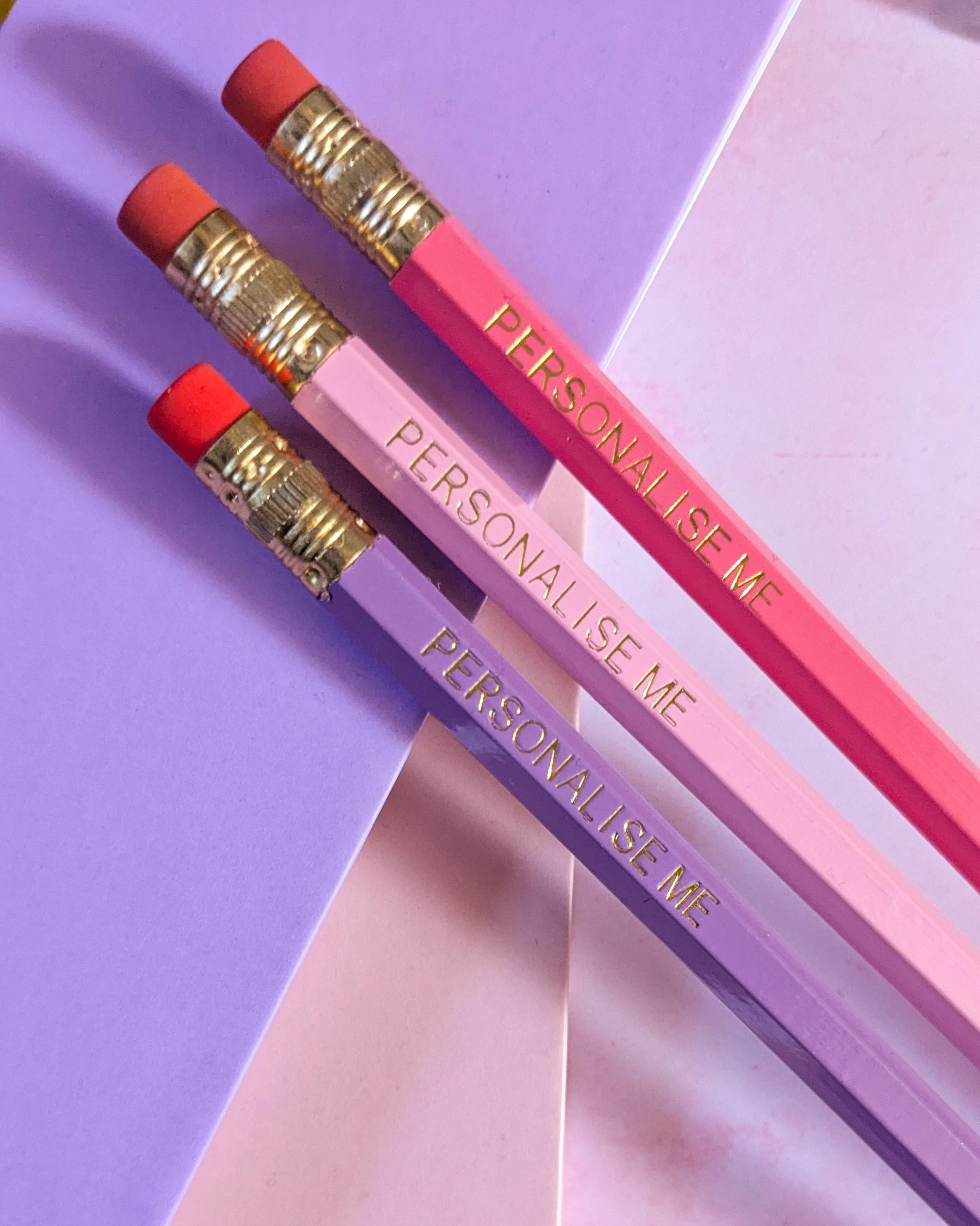 Blush Pink Personalised Pencil | Gold Foil Name | Stationery Gift ...