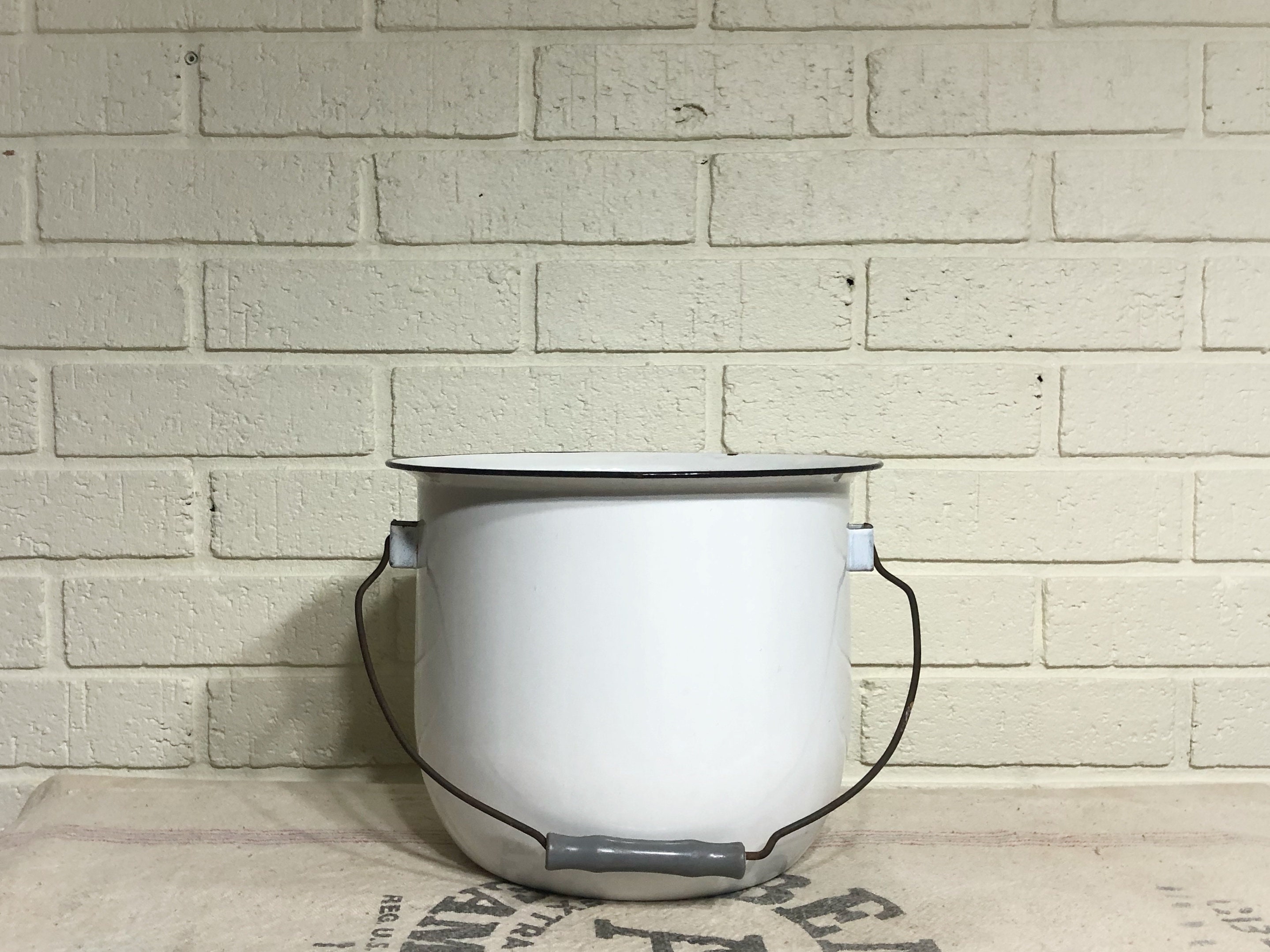Vintage Cesco Porcelain Enamel Bucket Pail Farmhouse Decor - Etsy