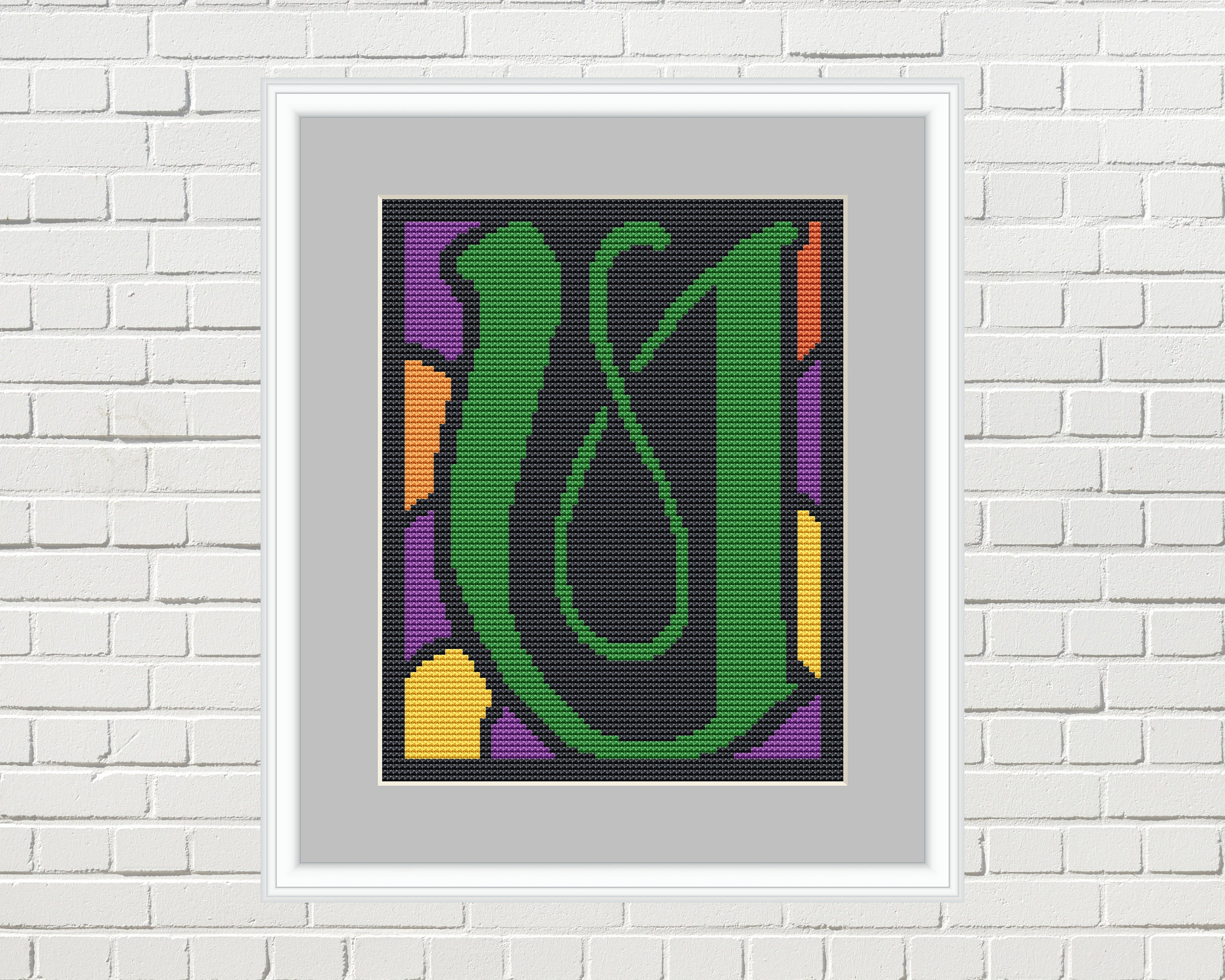 Set of green cursive 26 letters Full alphabet monogram cross | Etsy