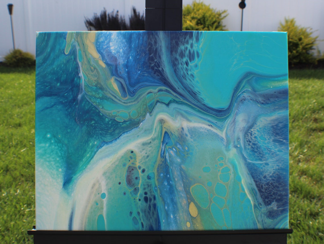 Original Paint Pour, Abstract Art, Fluid Artwork 16" X 20" Canvas - Etsy