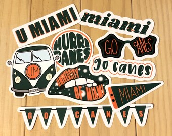 University of Miami Sticker Pack - Etsy