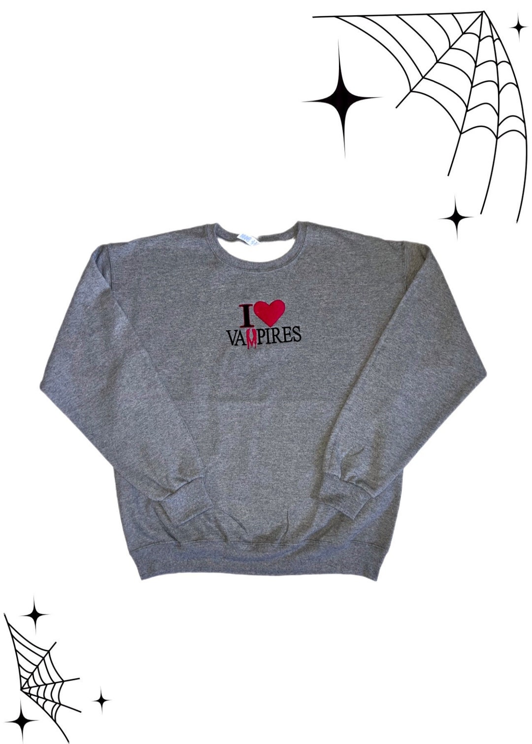 I Love Vampires Embroidered Crewneck L Y2k Halloween Trendy - Etsy